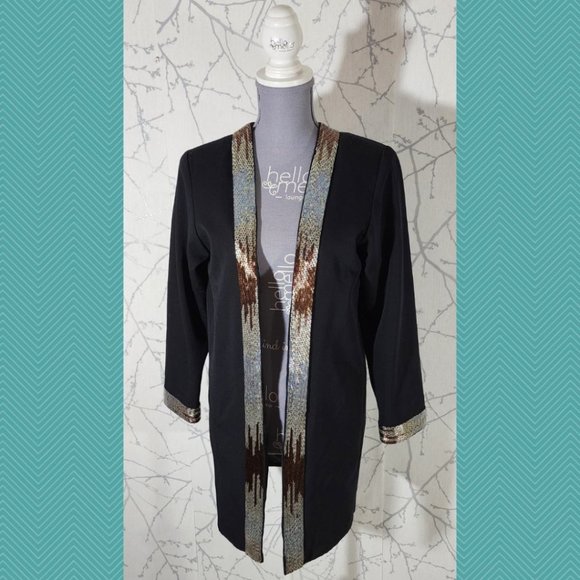 Vintage | Jackets & Coats | Sara Fredericks Metallic Beaded Open 0 Wool ...